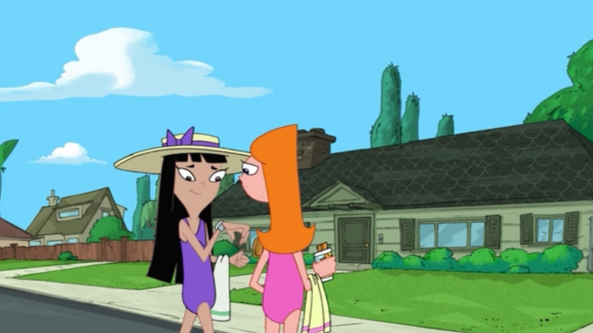 Image Candace And Stacy Arriving To Jeremys Pool Party Png Phineas
