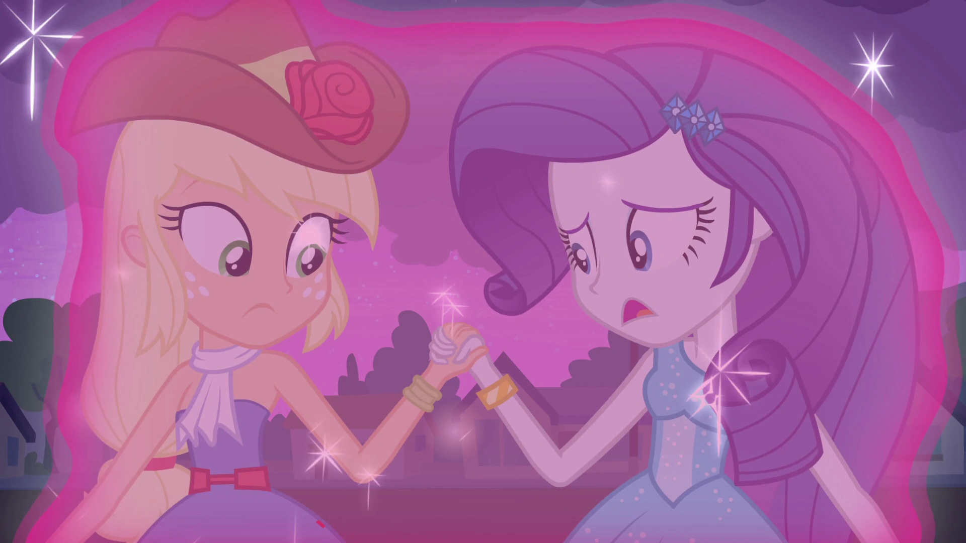 Image - Applejack and Rarity protected by magic EG.png | My Little Pony ...