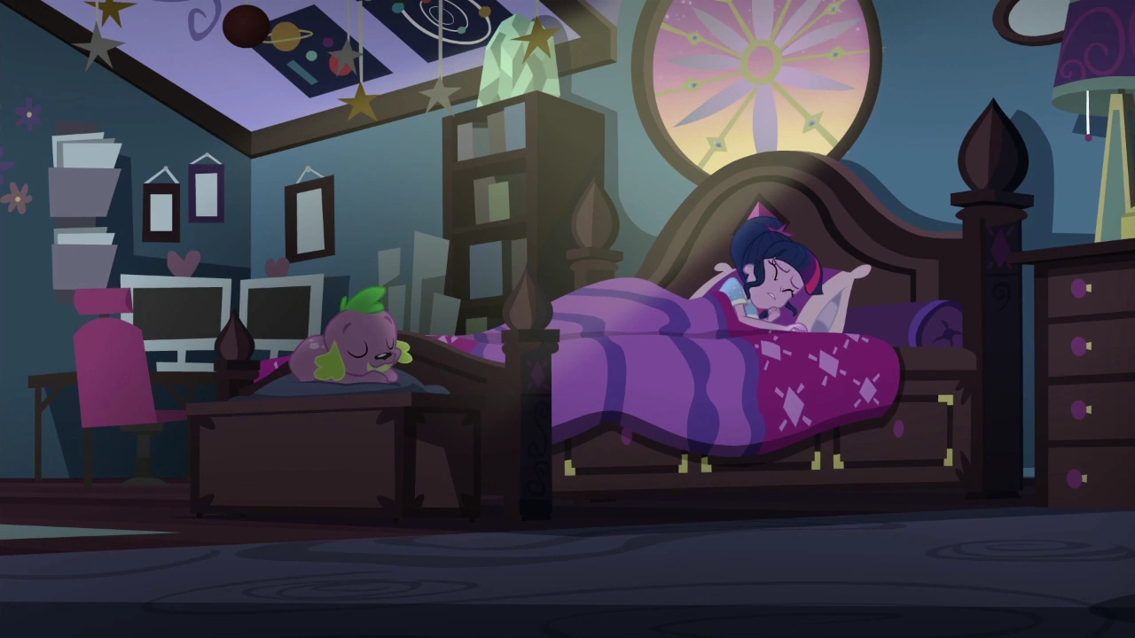 Image - Sci-Twi and Spike sleeping EG4.png | My Little Pony Equestria ...
