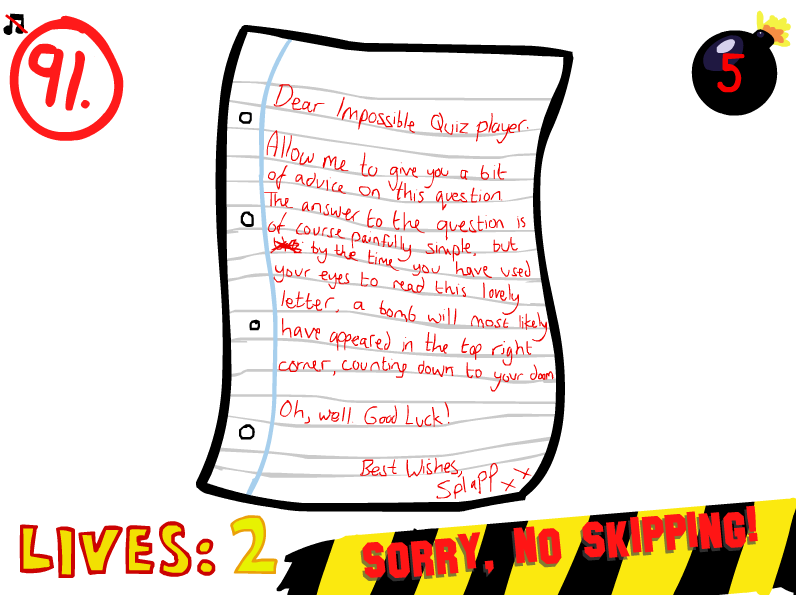 Question 91 The Impossible Quiz The Impossible Quiz Wiki Fandom