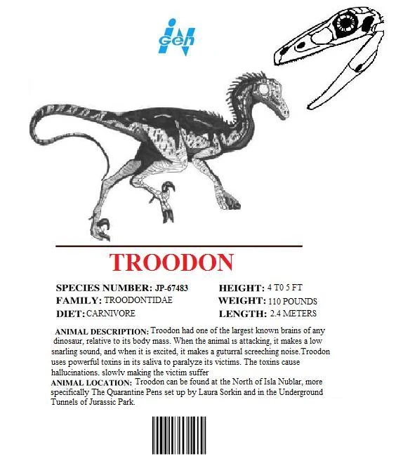 Image - Ingen Dinosaur Info Sheets Troodon.jpg | Jurassic Park wiki ...