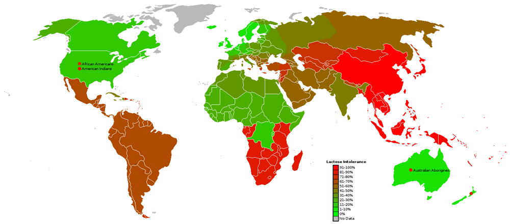 Lactose intolerance map