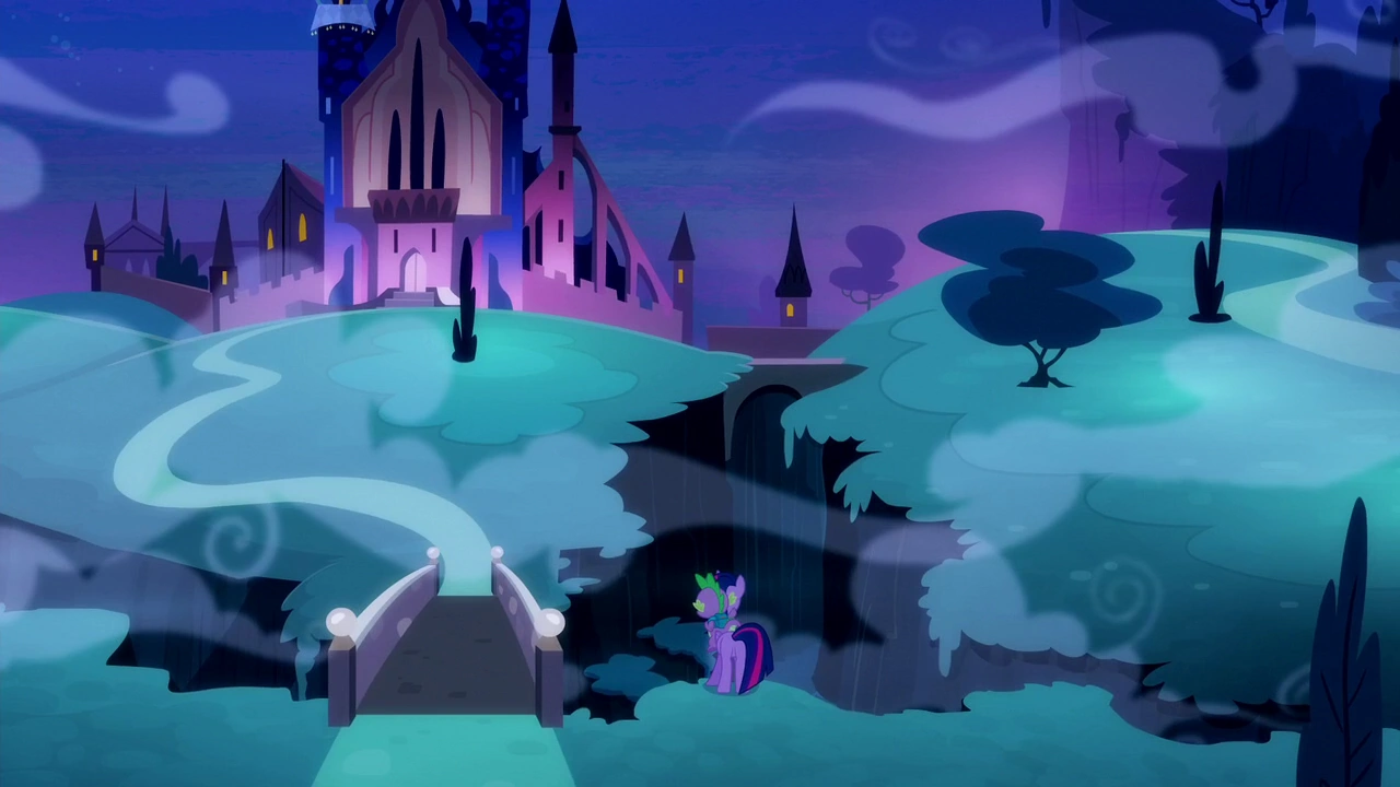 Image - Twilight and Spike looks at the Castle of the Two Sisters S5E26 ...