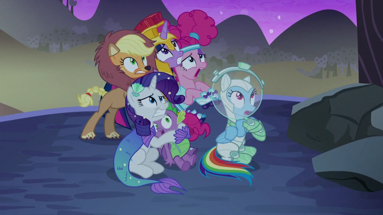 Image - Main cast cowering in fear S5E21.png | My Little Pony ...