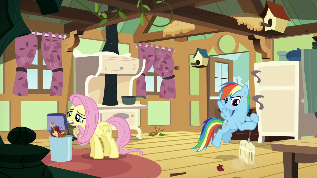Image - Fluttershy and Rainbow clean Fluttershy's kitchen S6E11.png ...