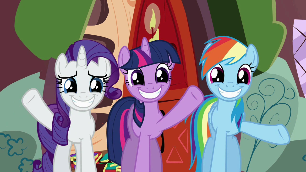 Image - Rarity, Twilight, and Rainbow Dash waving goodbye S02E21.png ...