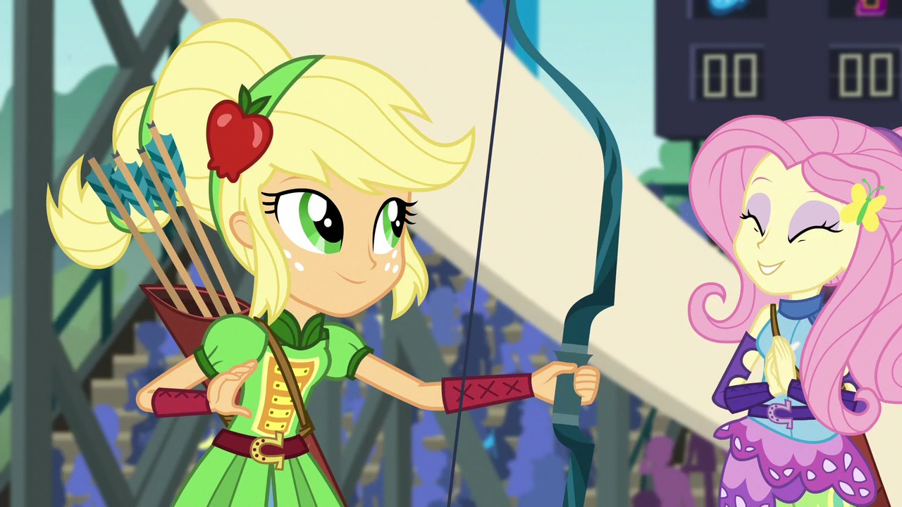Plik:Applejack satisfied; Fluttershy clapping EG3.png | Equestria Girls ...