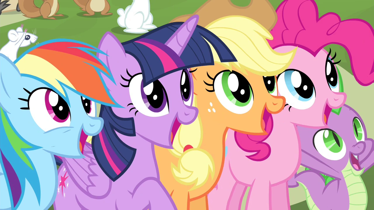 Image - Twilight and friends cheering S4E14.png | My Little Pony ...
