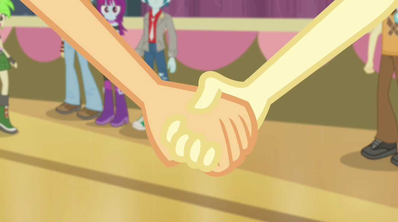 Image - Applejack takes Fluttershy's hand EG2.png | My Little Pony ...
