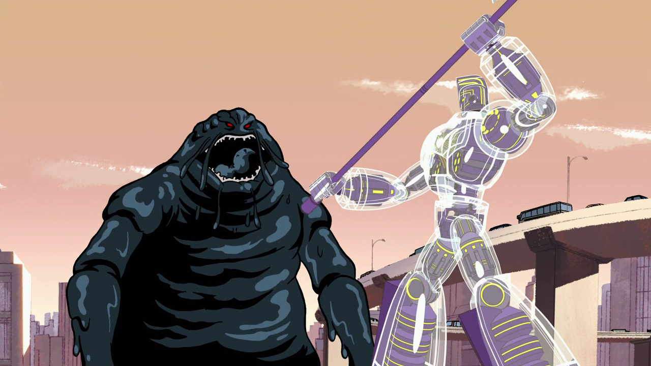 Image Blob Monster Fighting Sym Bionic Titan Mech In Showdown At