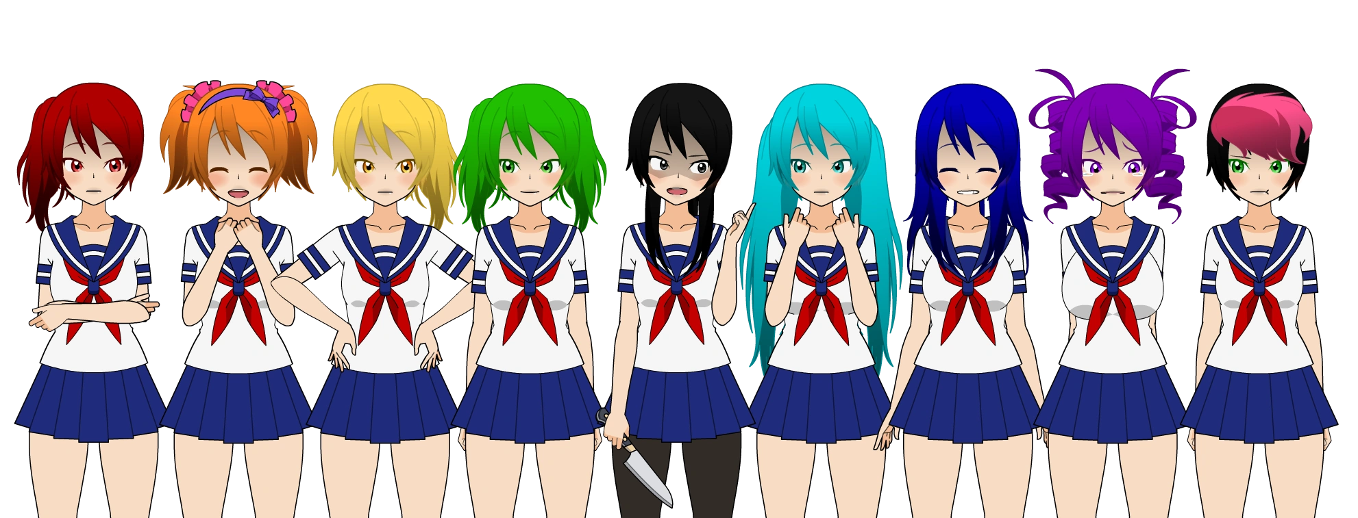 Image - Yandere simulator girls by yeiiowfruit-d8z8lem.png | Yandere ...